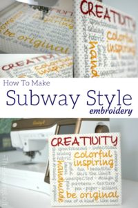 Subway Style Embroidery Art Project - The Sewing Loft